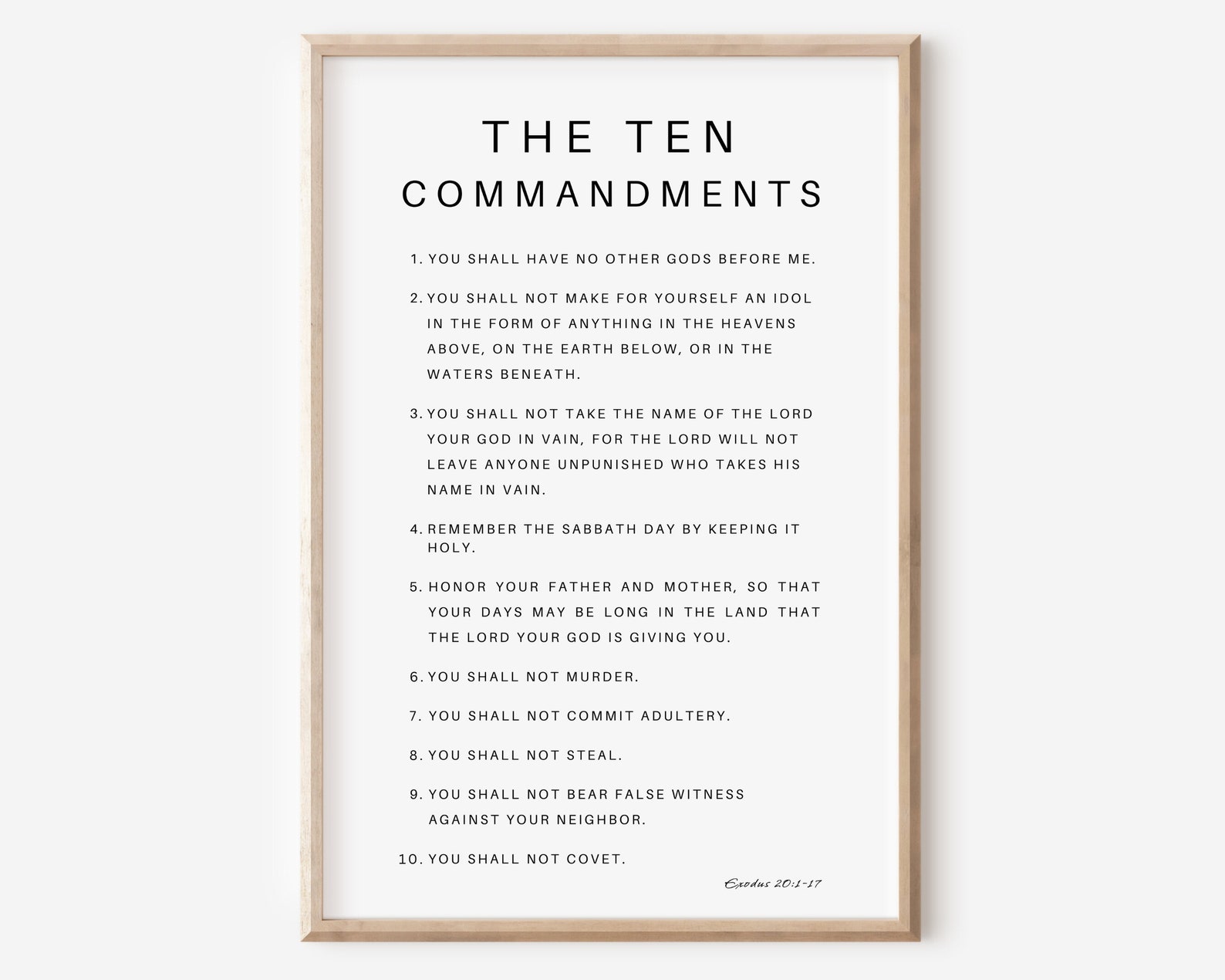 The Ten Commandments - Exodus 20:1-17, Printable, Christian Art ...