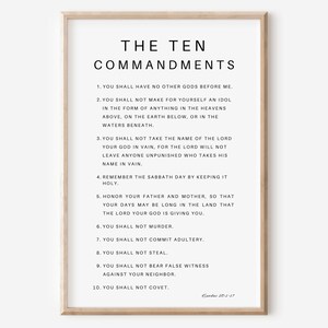 The Ten Commandments Print – Exodus 20:1-17, Bible Verse (digital ...