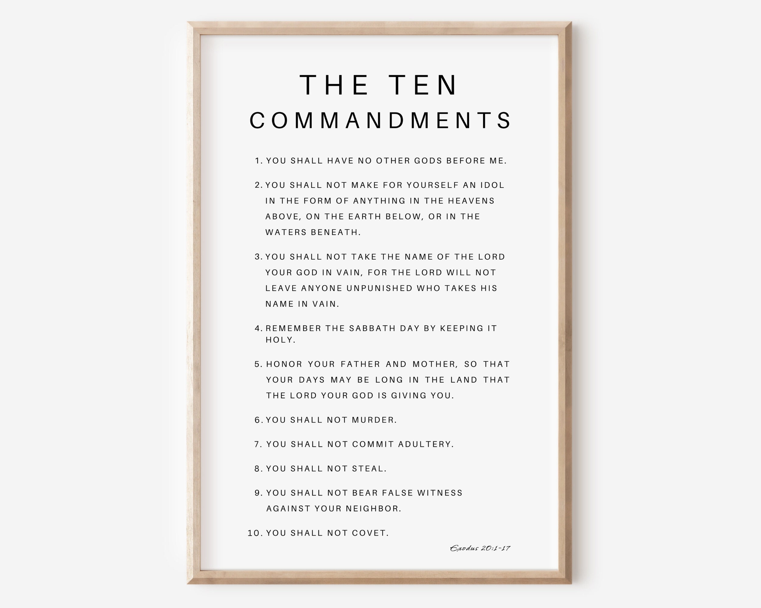 The Ten Commandments Print – Exodus 20:1-17, Bible Verse (digital ...