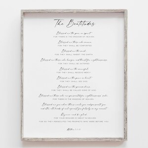 The Beatitudes Matthew 5:3-12, Printable, Wall Art Farmhouse Decor ...