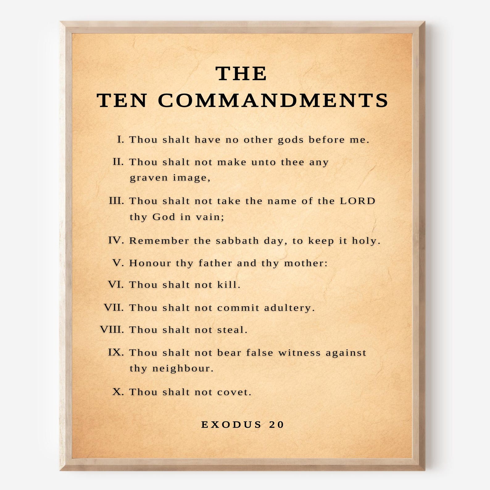 The Ten Commandments - Exodus 20:1-17, Printable, Christian Art, Digital Wall Art, Art Prints ...