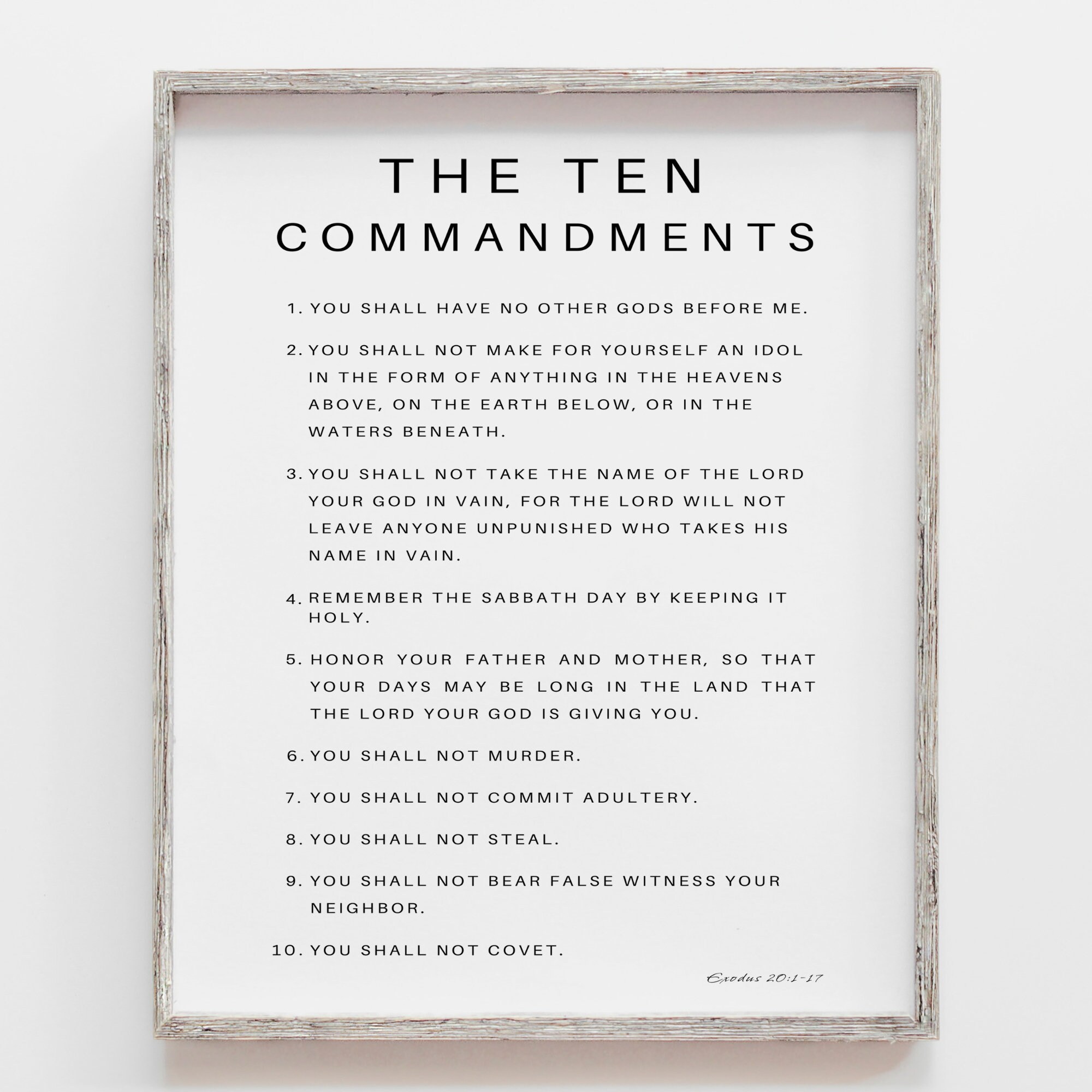 The Ten Commandments Exodus 20:1-17, Printable Christian Art ...