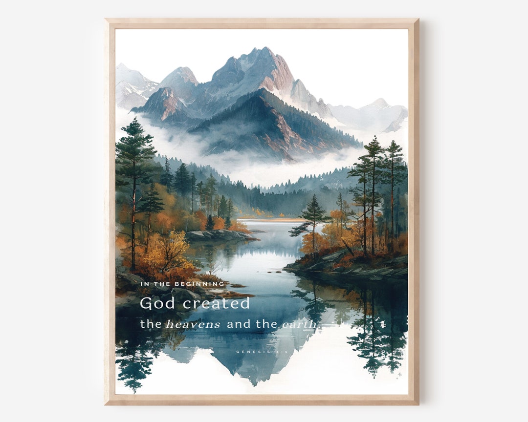 Genesis 1:1 in the Beginning, Printable, Christian Art, Digital Prints ...