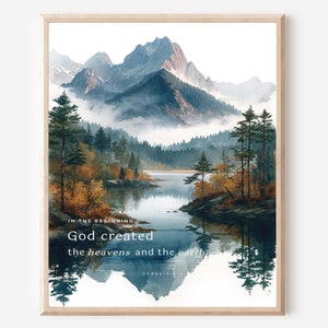 Genesis 1:1 in the Beginning, Printable, Christian Art, Digital Prints ...