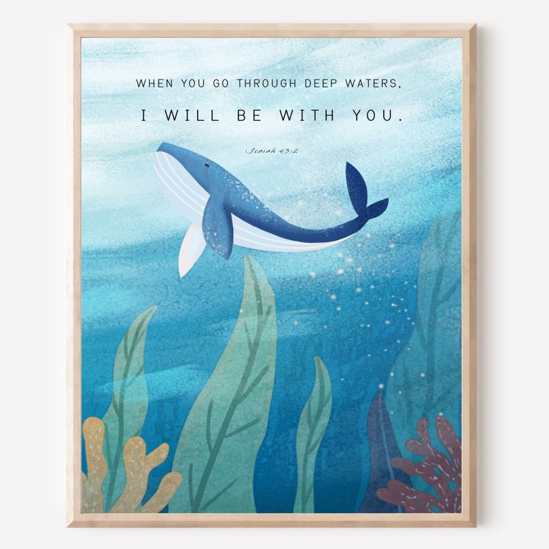 Isaiah 43:2 When You Go Through Deep Waters, Printable Bible Verse Wall ...