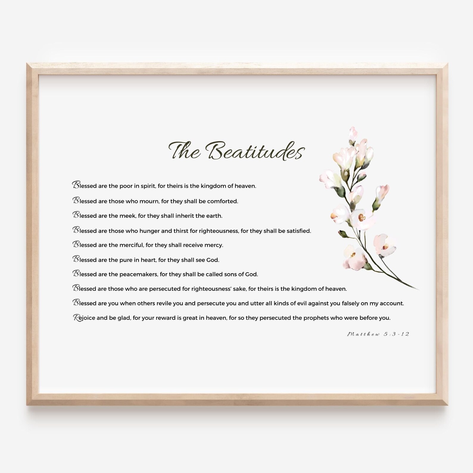 The Beatitudes Bible Verse Print – Matthew 5:3-12 Farmhouse Christian ...