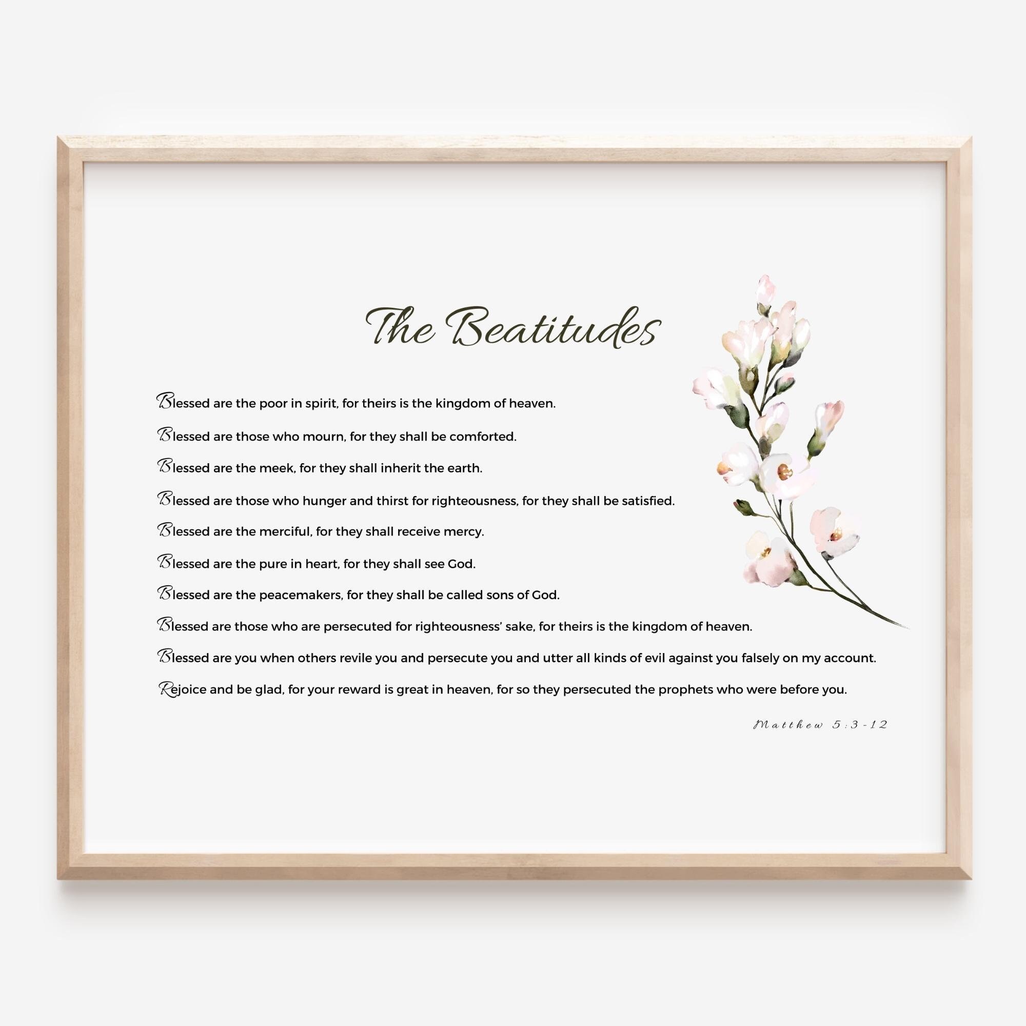 The Beatitudes, Matthew 5:3-12, Printable Christian Wall Art, Digital ...