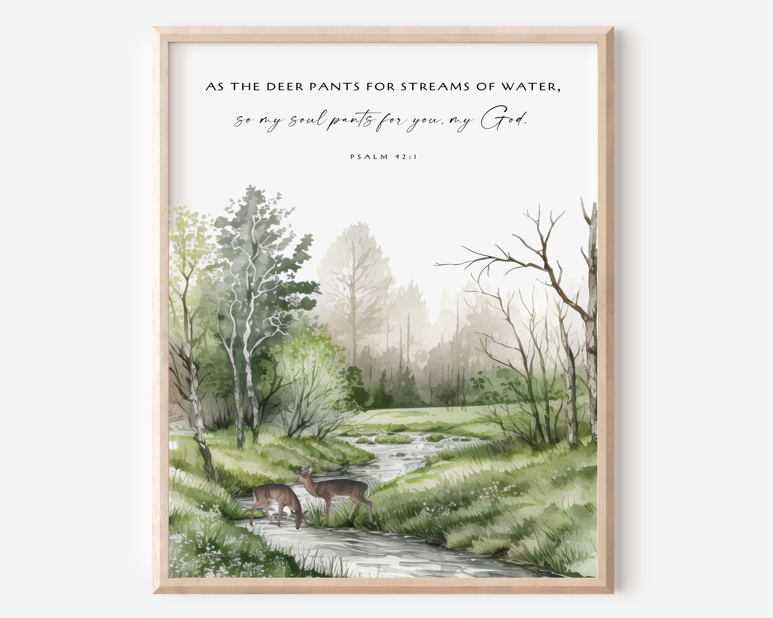 Psalm 42:1 as the Deer Pants, Printable Christian Wall Art, Bible Verse ...