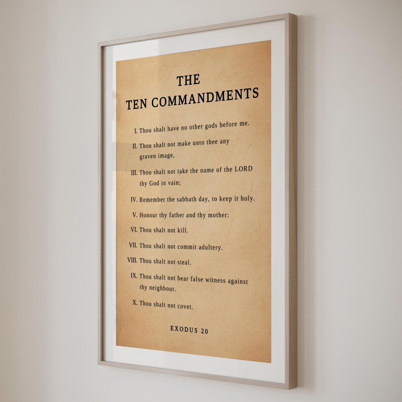 Ten Commandments Art Print: Exodus 20, Christian Wall Art (digital ...