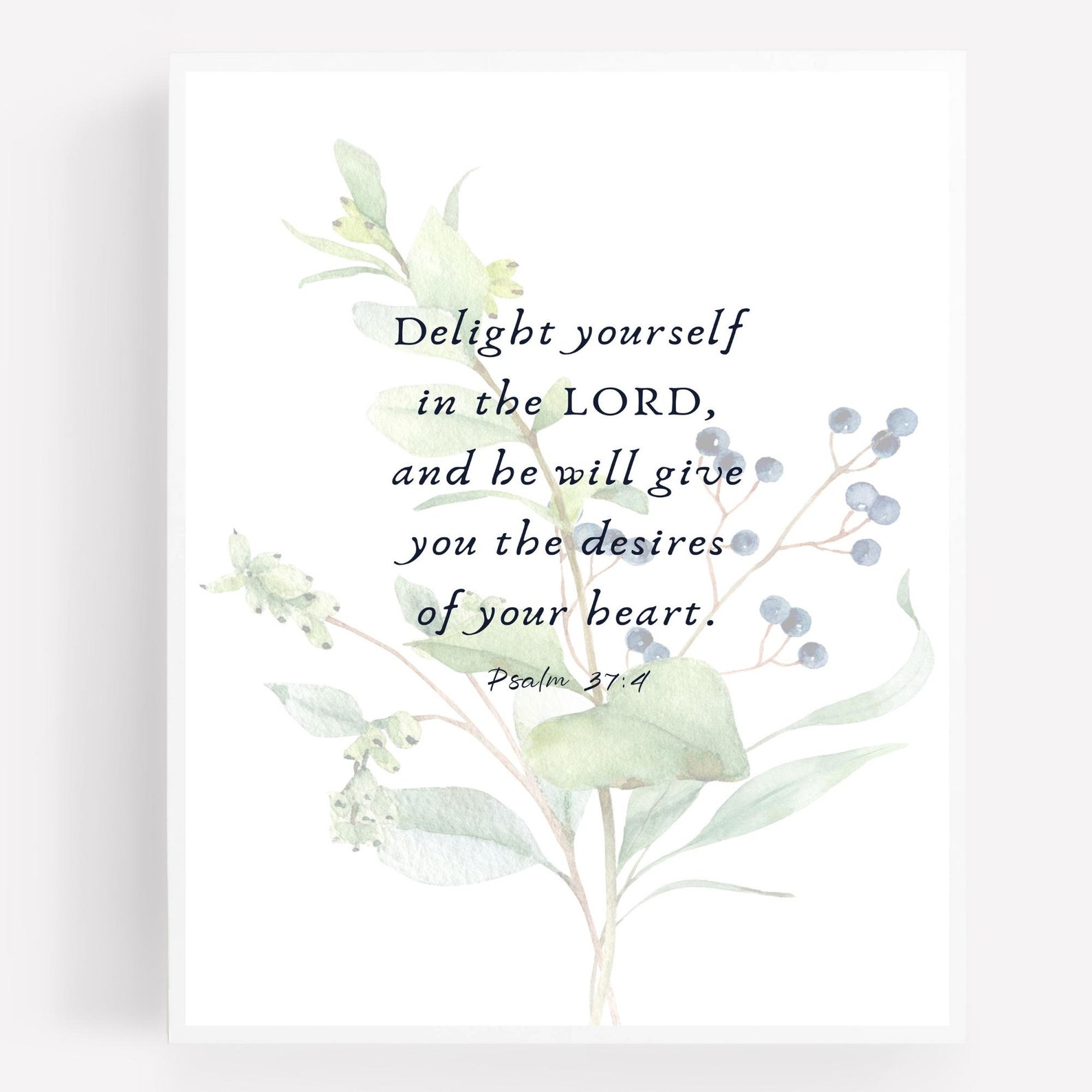 Psalm 37:4 Floral Bible Verse Print, Christian Wall Art (digital ...