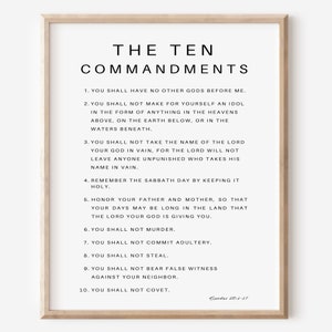 The Ten Commandments Print – Exodus 20:1-17, Bible Verse (digital ...