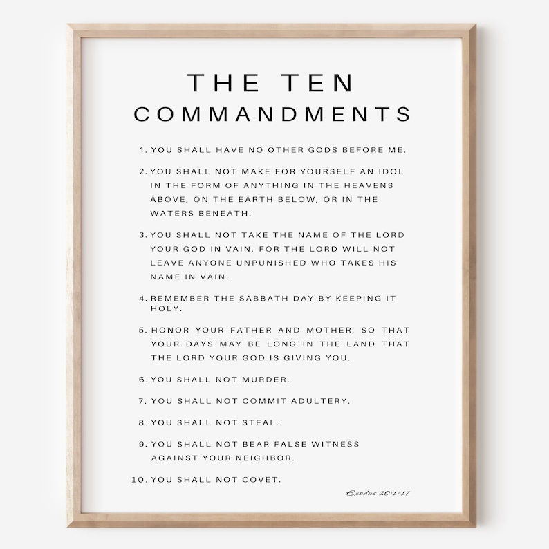 The Ten Commandments - Exodus 20:1-17, Printable, Christian Art, Digital Wall Art, Art Prints ...