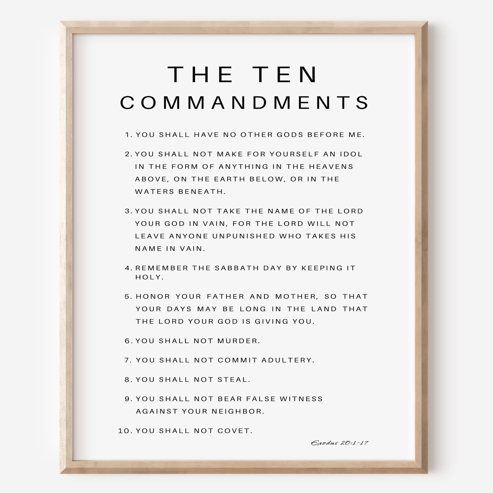 The Ten Commandments - Exodus 20:1-17, Printable, Christian Art ...