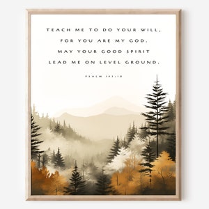 Psalm 143:10 Teach Me to Do Your Will, Art Prints, Christian Art, Digital Prints, Printable ...