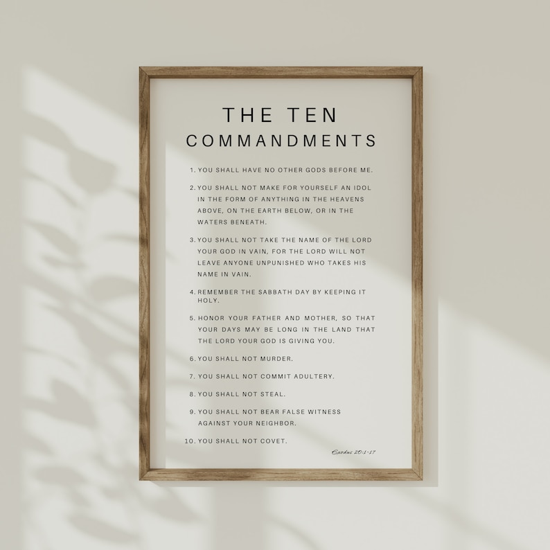 The Ten Commandments - Exodus 20:1-17, Printable, Christian Art, Digital Wall Art, Art Prints ...