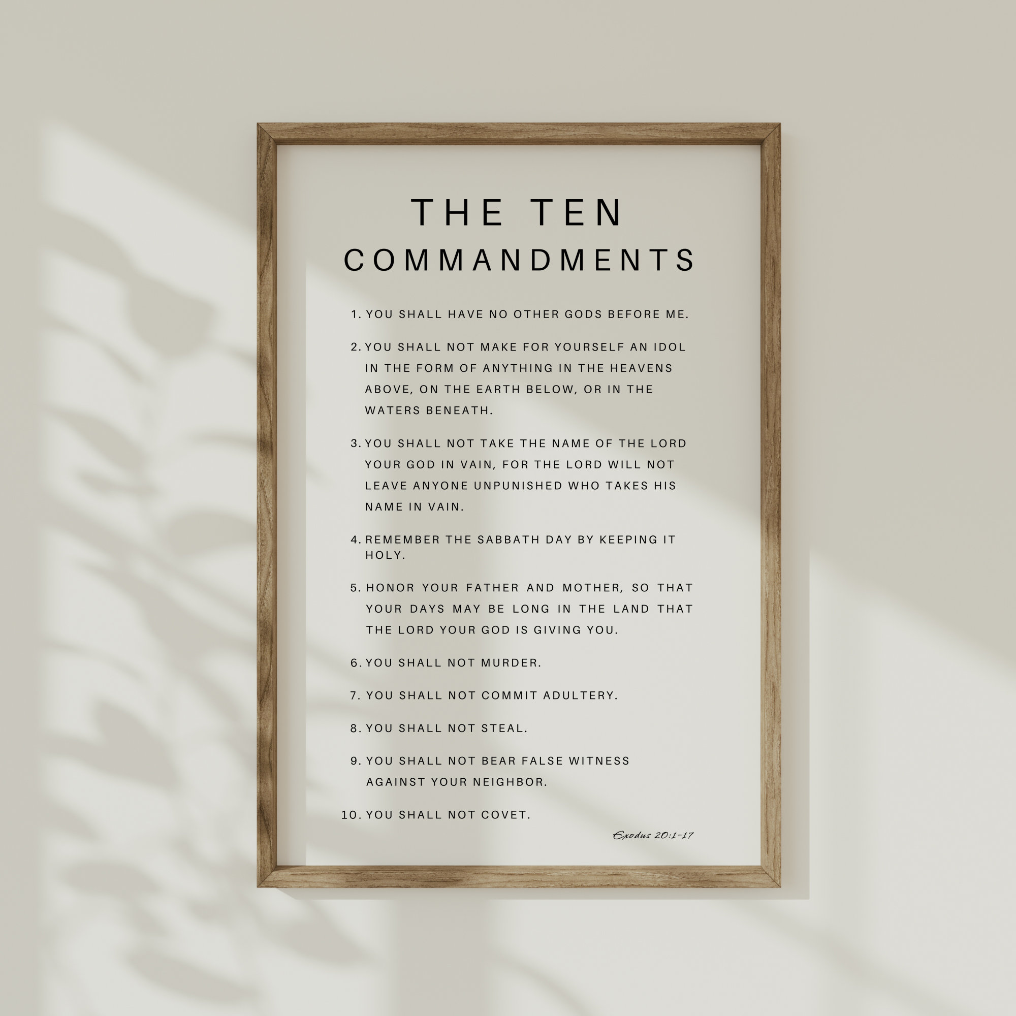 The Ten Commandments Print – Exodus 20:1-17, Bible Verse (digital ...