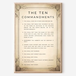 The Ten Commandments - Exodus 20:1-17, Printable, Christian Art ...