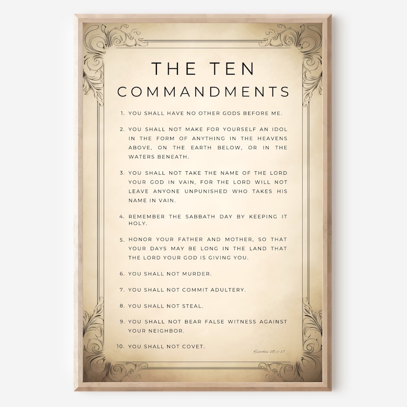 Ten Commandments Art Print – Exodus 20:1-17, Bible Verse (digital ...