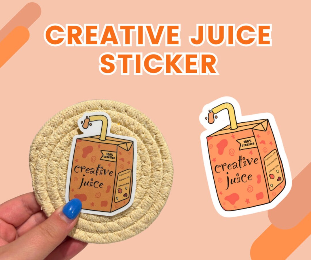 Creative Juice Sticker | Juice Box | Orange | Creativity | Water Bottle ...