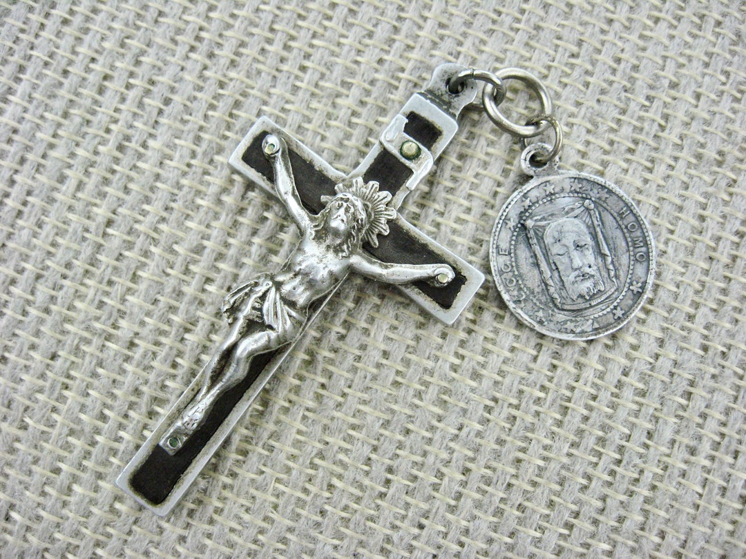 Inlaid Crucifix and Holy Face of Jesus Medal - Etsy
