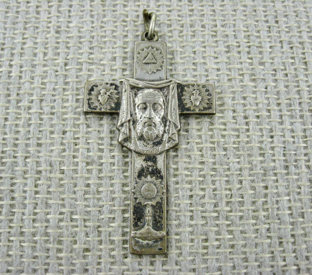 Antique Holy Face of Jesus Cross, From France, Stamped Penin Poncet - Etsy