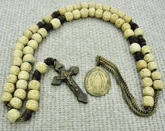Carved Bone Rosary - Etsy