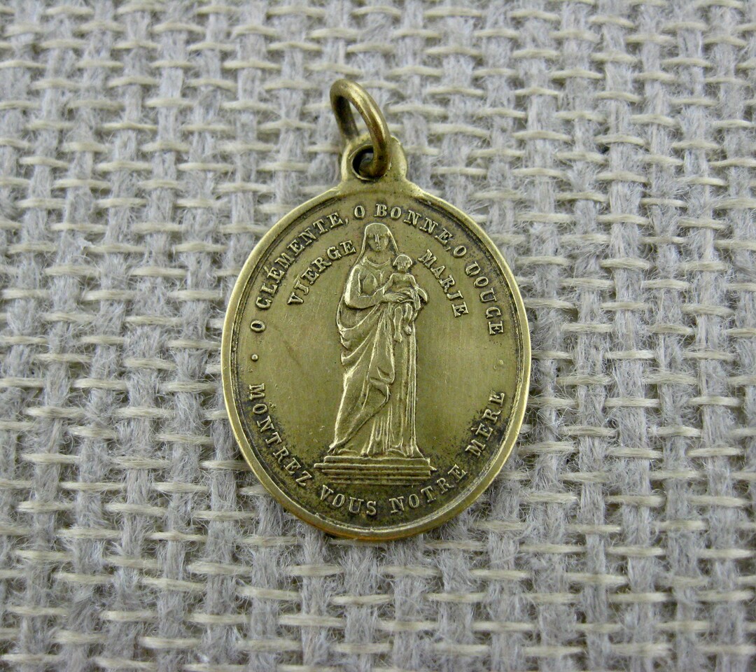 Virgin Mary Medal With Mount of Olives Abbey - Etsy