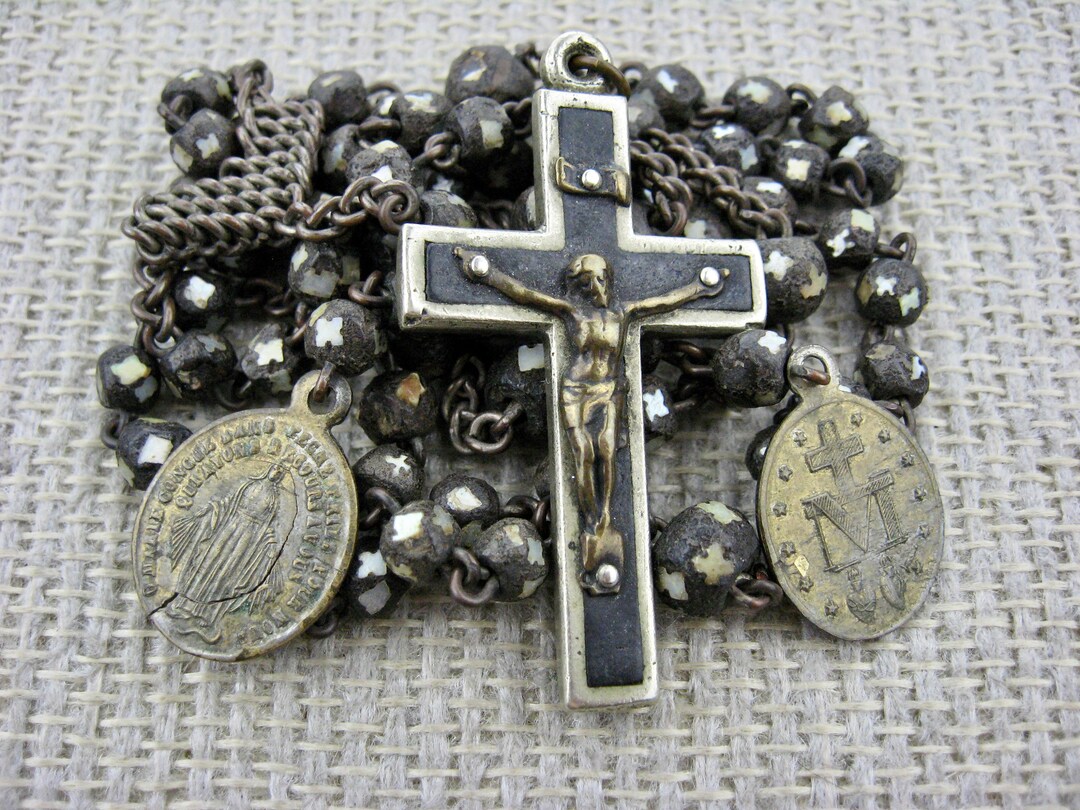 Antique Rosary With Credo-cross and Woven Mesh Centerpiece - Etsy