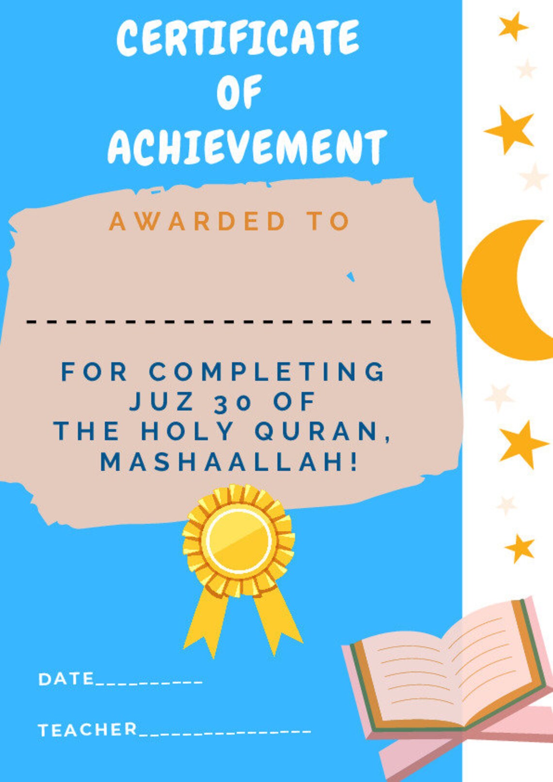 30 Juz Quran Progress Chart Surah Chapter Tracker With | Etsy UK