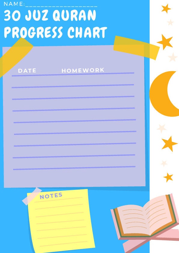 30 Juz Quran Progress Chart Surah Chapter Tracker With | Etsy UK