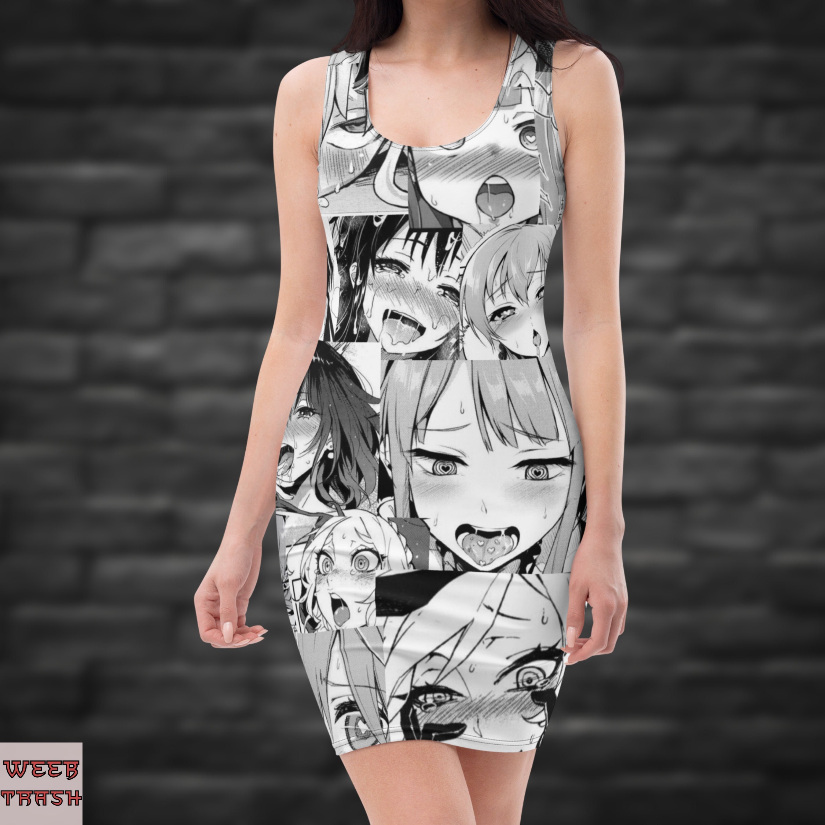 Ahegao Face Anime Bodycon Dress Etsy 7466