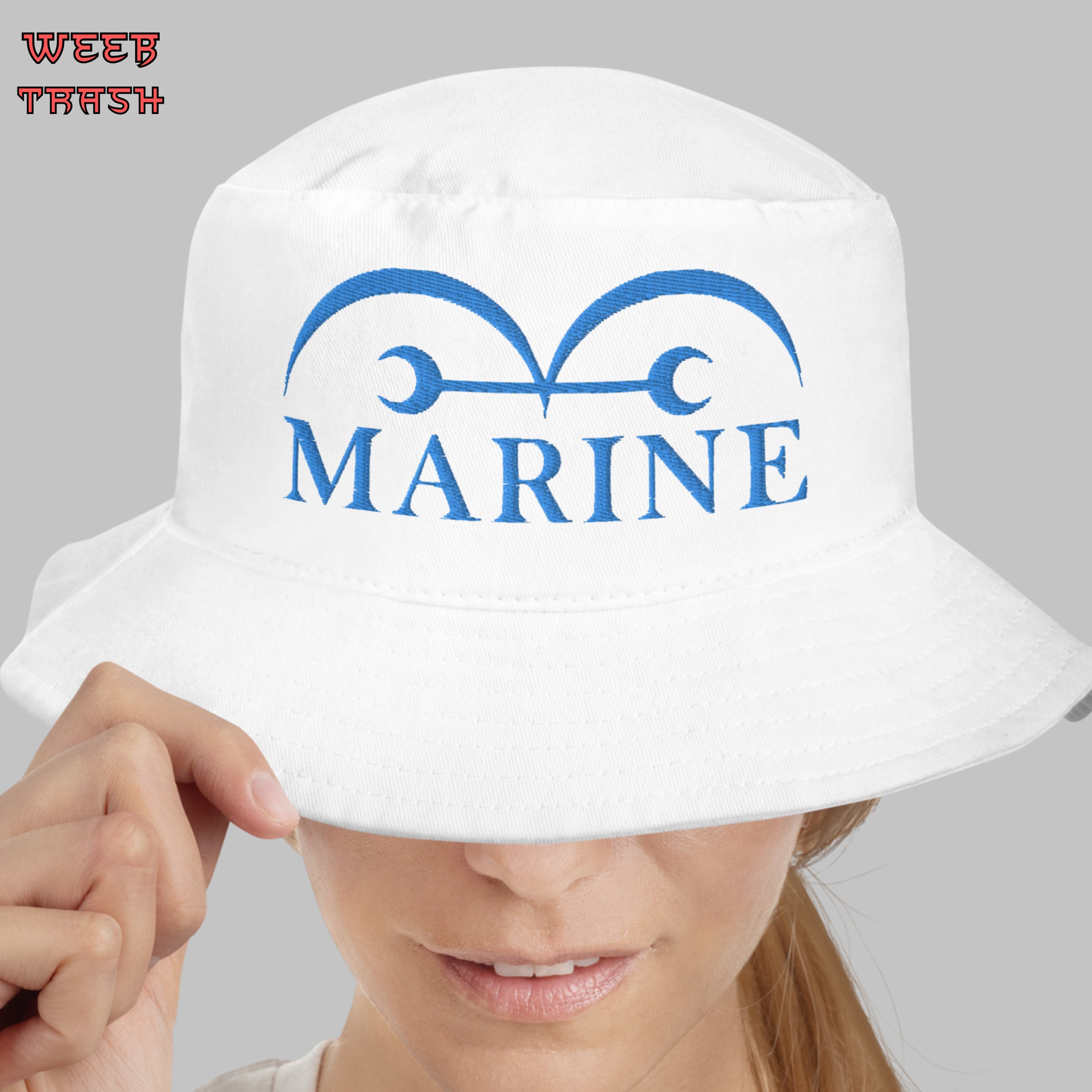 Marine Embroidered Bucket Hat Anime Bucket Hat - Etsy