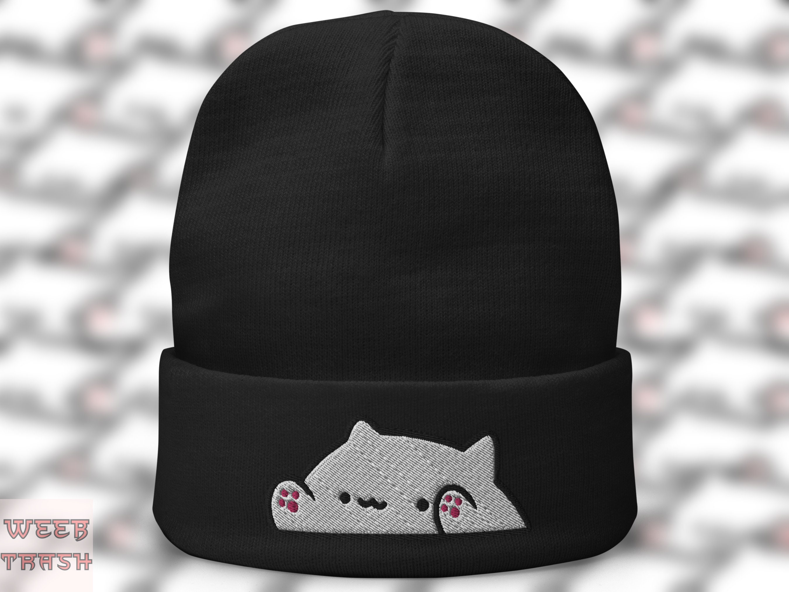 Bongo Cat Embroidered Beanie Cat Meme Beanie Bongo Cat Beanie Meme Hat ...