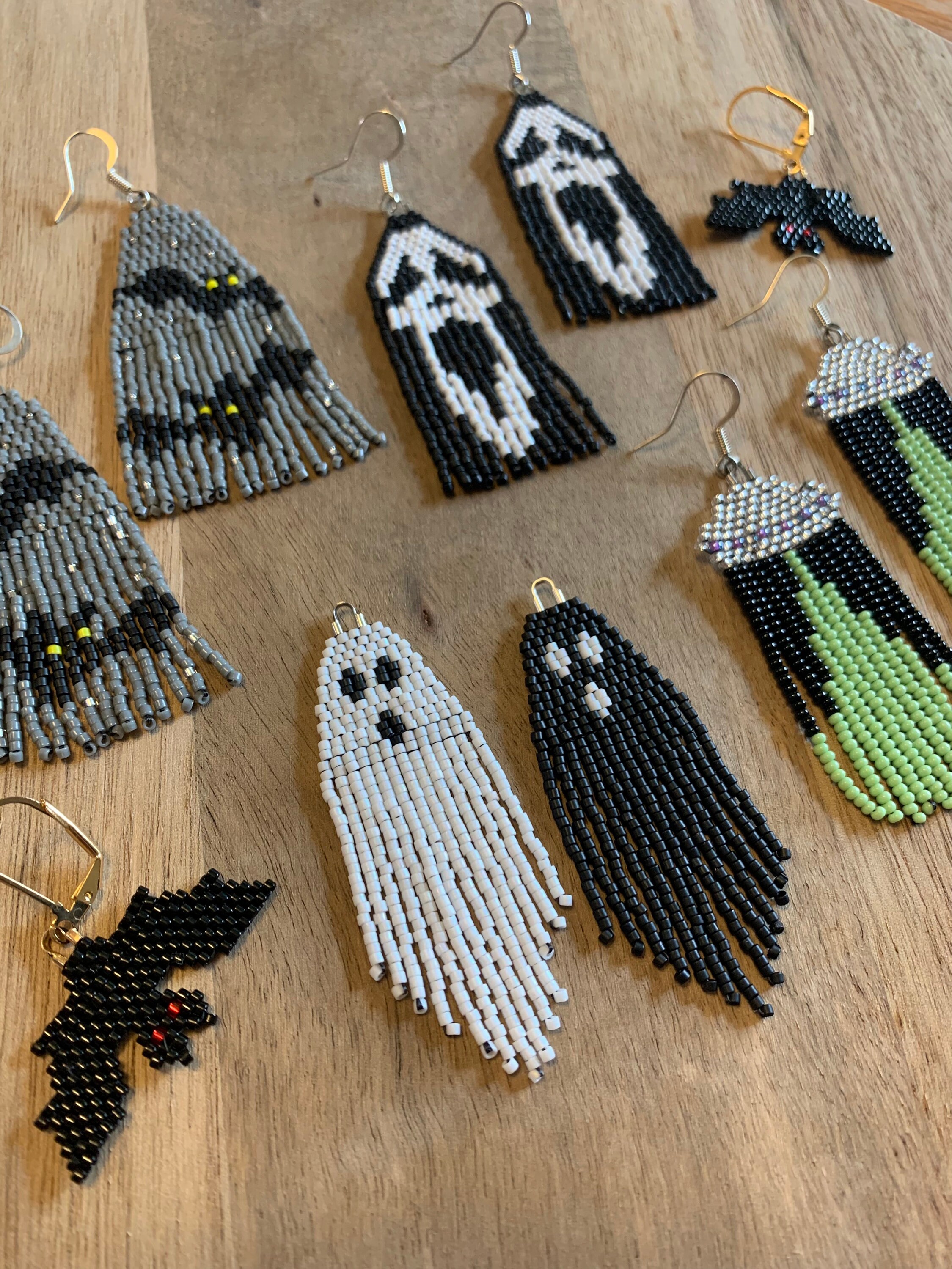 Halloween Ghost Beaded Earrings - Etsy Canada