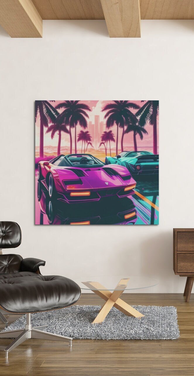 Vaporwave Cars PNG JPEG Car Portraits Digital Art Illustration Prints ...
