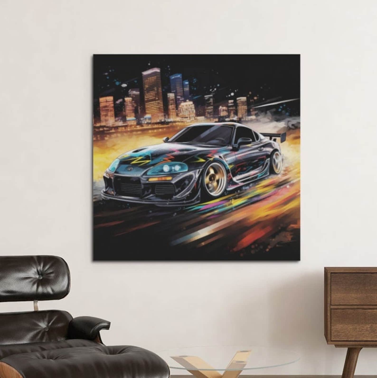 Toyota Supra Vibrant PNG Printable Wall Art High Res Vaporwave Digital ...