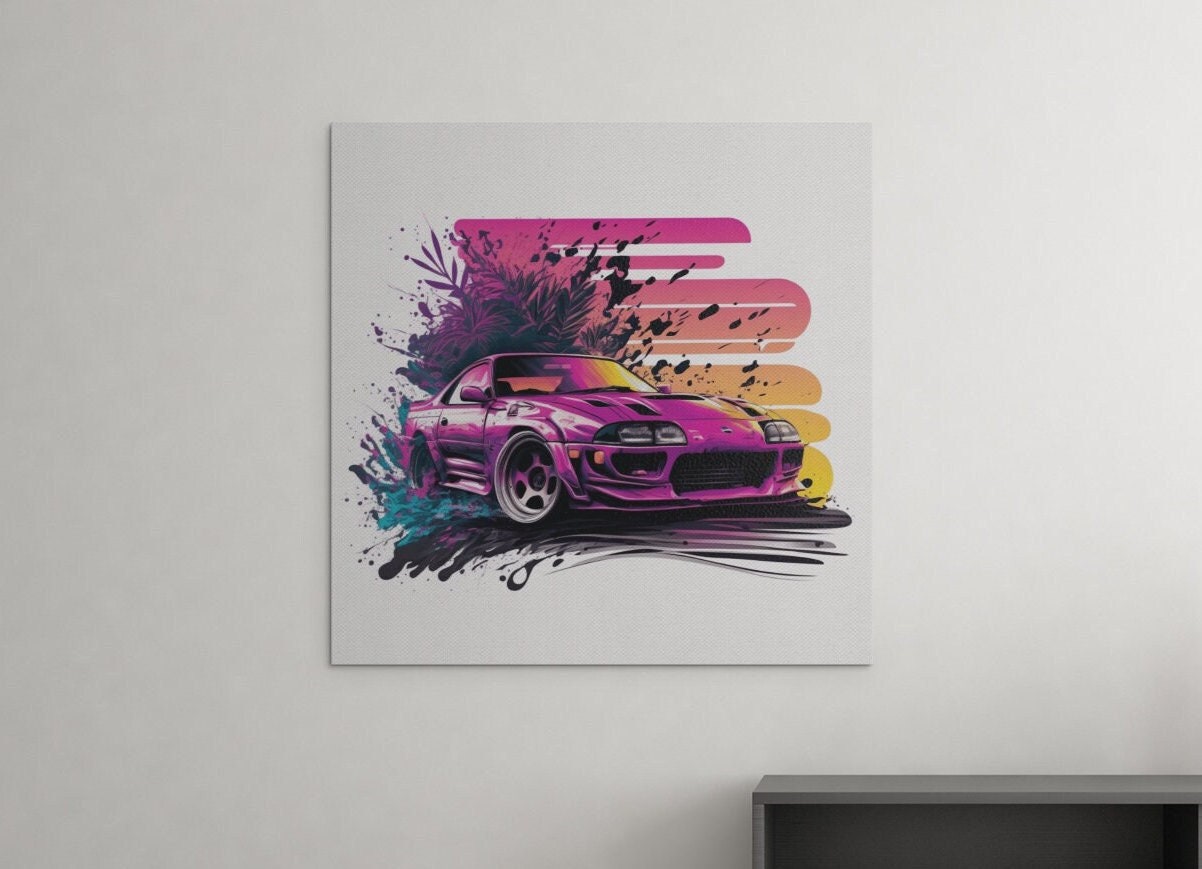 Toyota Supra Mk4 Synthwave Digital Art Illustration Print Cover Artwork ...