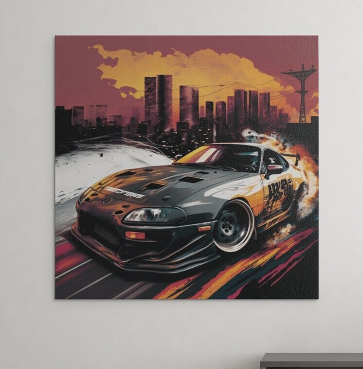 Supra Tuner Car Portraits Digital Art Illustration Prints Card Book ...