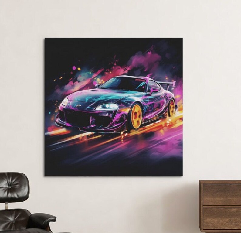 Toyota Supra Mk4 Vibrant PNG Printable Wall Art High Res Vaporwave ...
