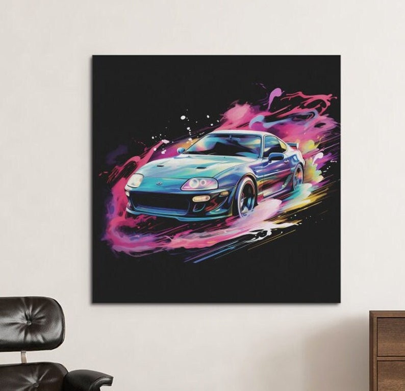 Toyota Supra Mk4 Vibrant PNG Printable Wall Art High Res Vaporwave ...