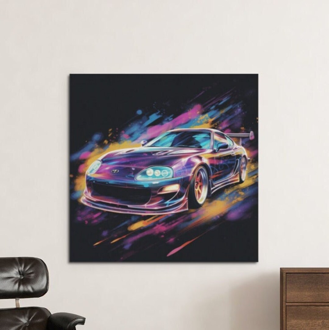 Toyota Supra Vibrant PNG Printable Wall Art High Res Vaporwave Digital ...
