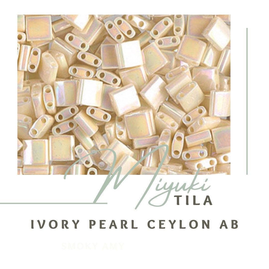 IVORY PEARL CEYLON Ab Miyuki Tila Beads 486 Opaque Whole Tila, Half ...