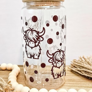 Highland Cow Glass Tumbler, Cute Cow Glass Can Cups, Country Western ...