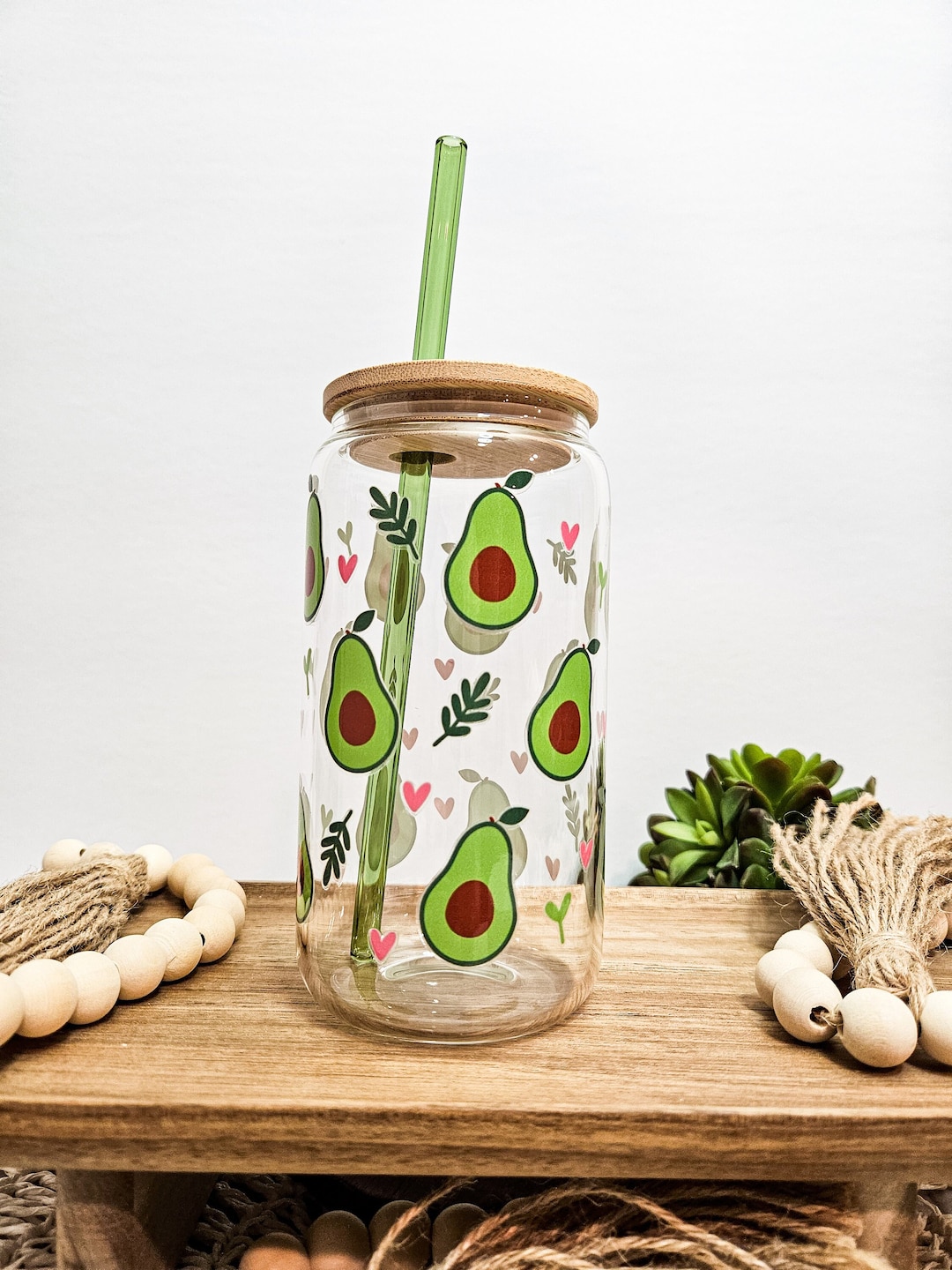 Avocado Glass Cup, Cute Avocado Fruit Can Glass, Trendy Iced Coffee ...