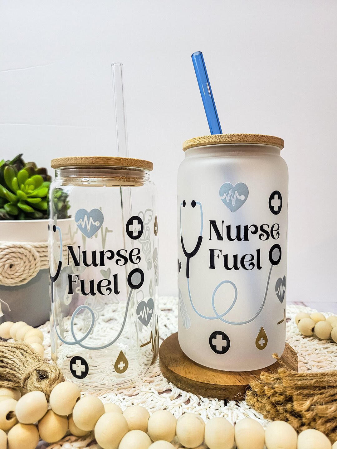 Nurse Fuel Glass Cup, Nurse Iced Coffee Tumbler, Healthcare Cup, 16 Oz ...