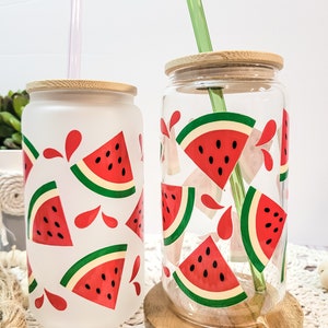 Watermelon Glass Can, Summer Fruit Glass, Melon Glass Can Cup, Sweet ...