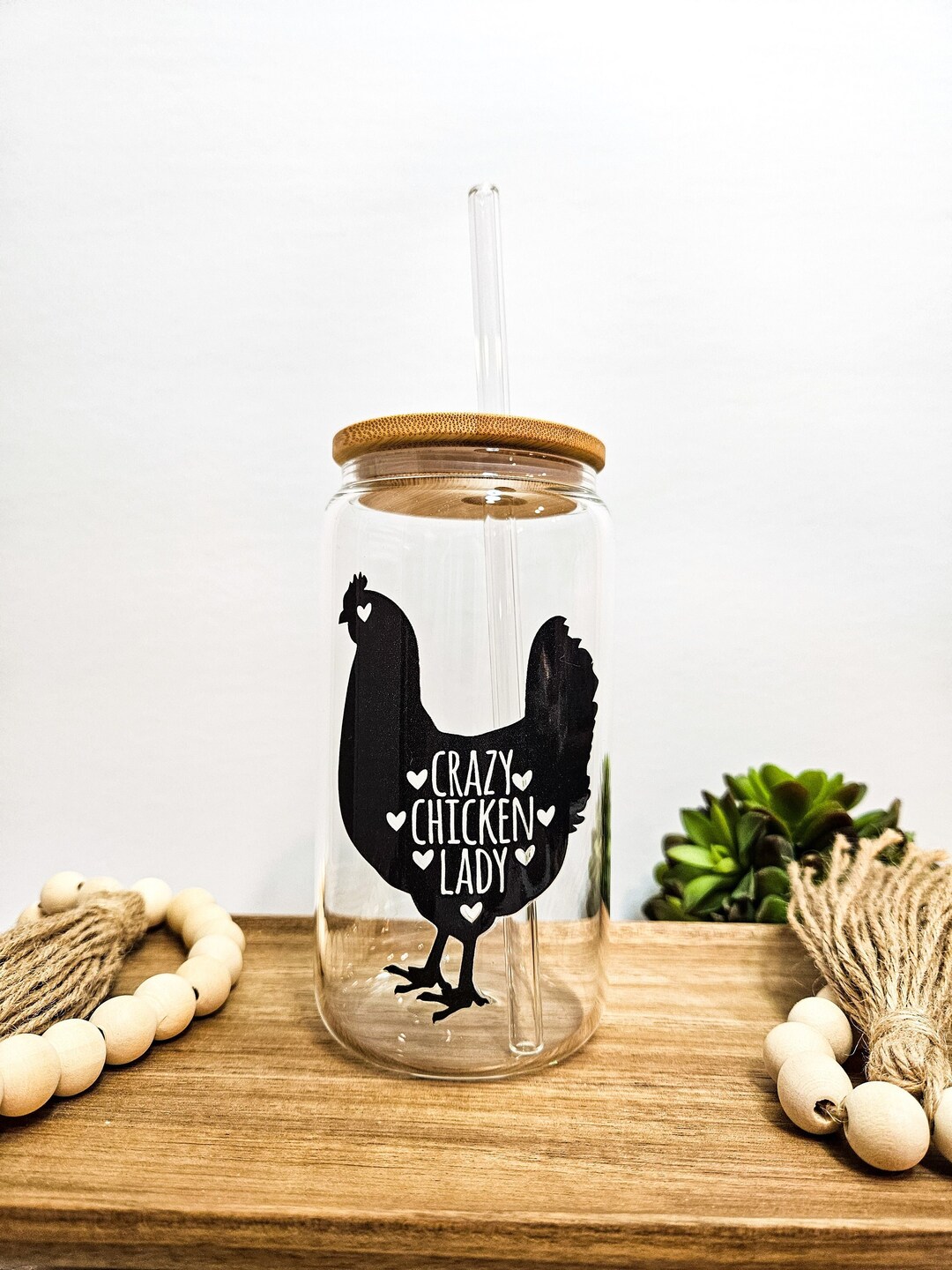 Crazy Chicken Lady Iced Coffee Glass Cup, Hen Lover Gift - Etsy