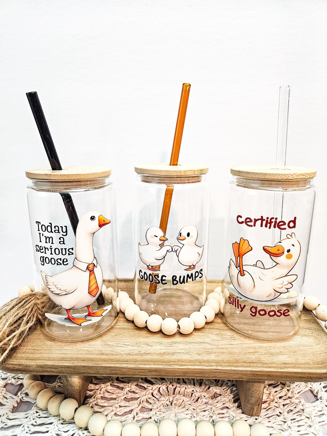 Certified Silly Goose Glass Can, Serious Goose Cup, Goose Bumps Tumbler ...