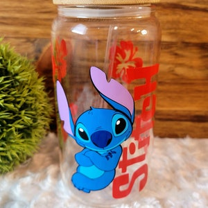 Stitch Beer Can Glass Iced Coffee Cup With Lid and Straw - Etsy