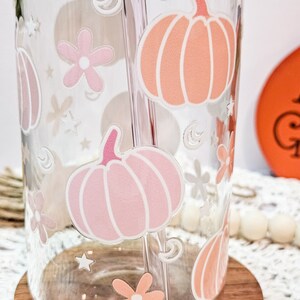 Pastel Pumpkins Can Glass, Fall Glass Tumbler, 16 Oz Soda Can Glass ...